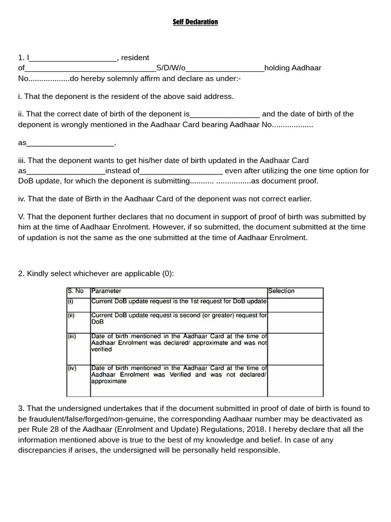 Self Declaration | PDF