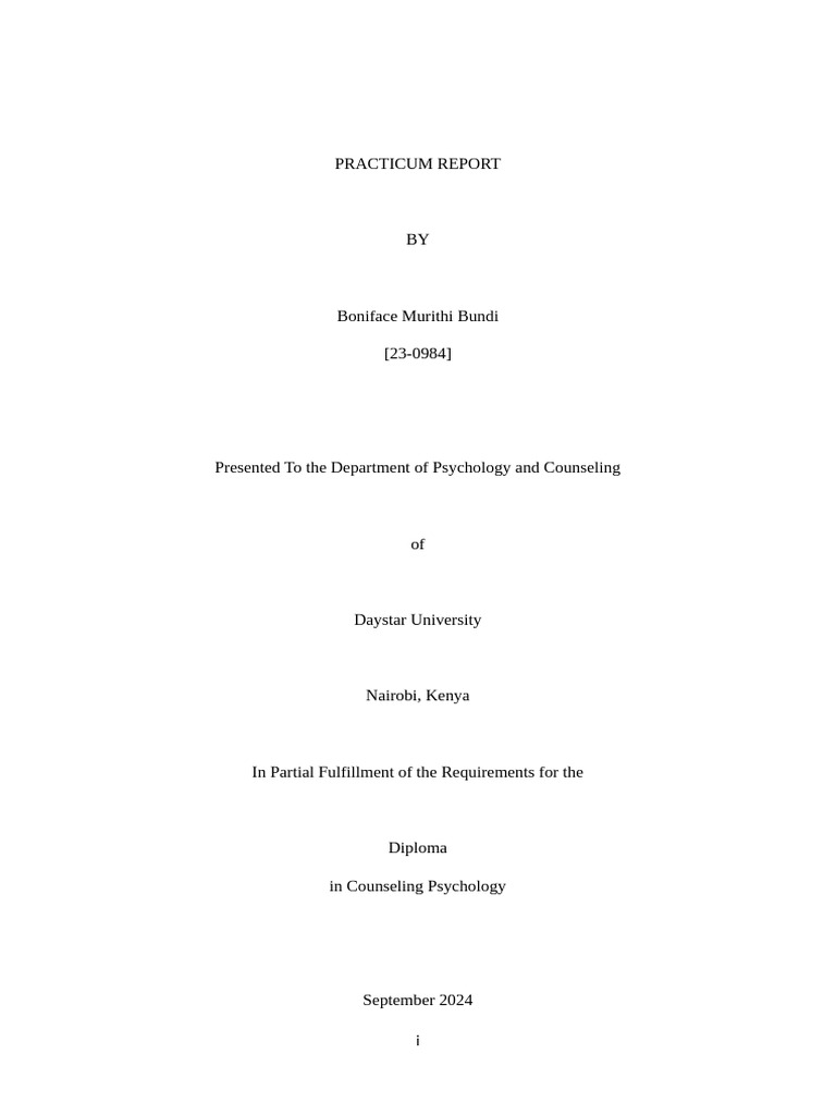 My Report On Practicum | PDF | Psychotherapy | Mental Health