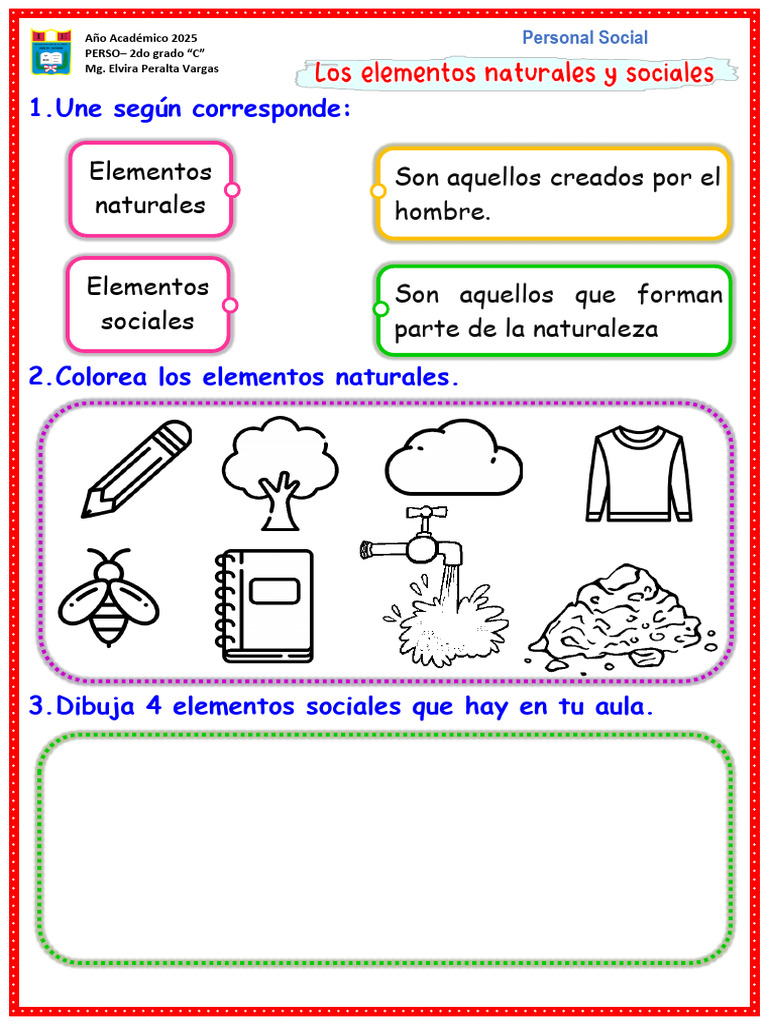 Ficha Elementos Naturales y Sociales Personal Social 23-06-25 | PDF