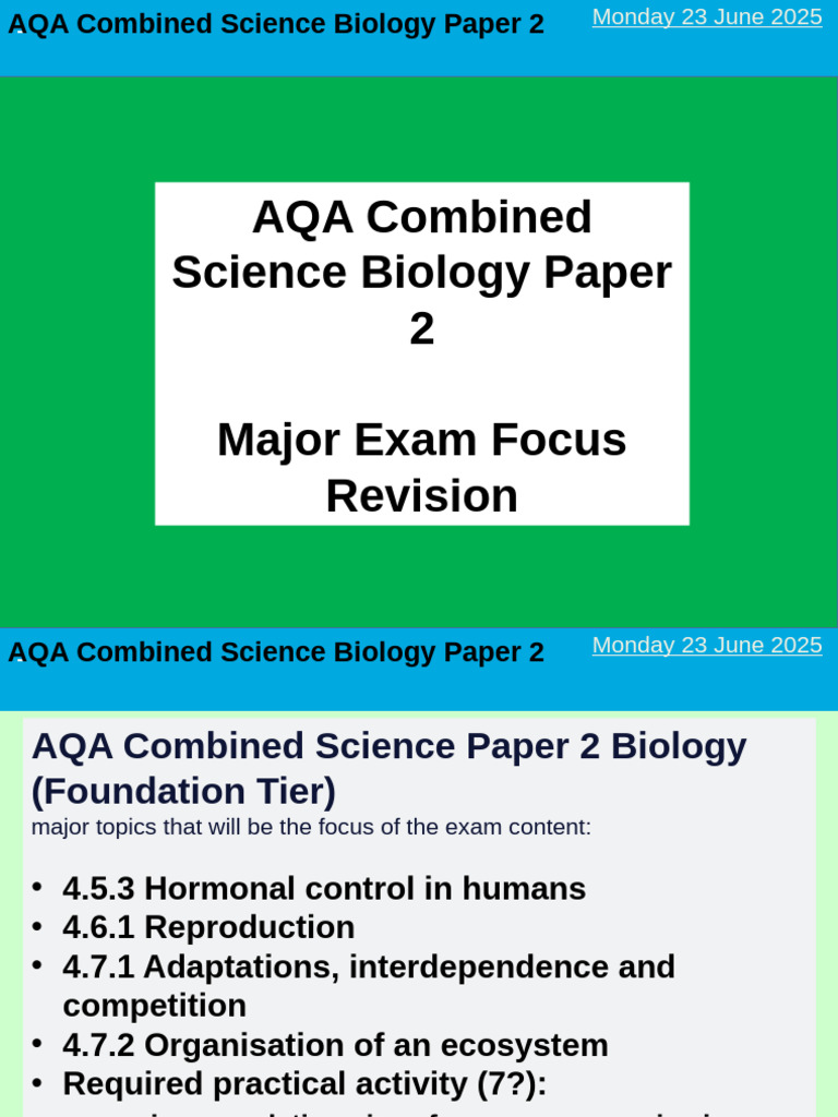 AQA Combined Science Biology Paper 2 Topics | PDF | Climate Change ...