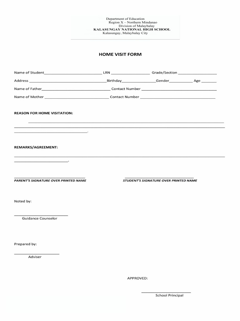 Home Visitation Form | PDF
