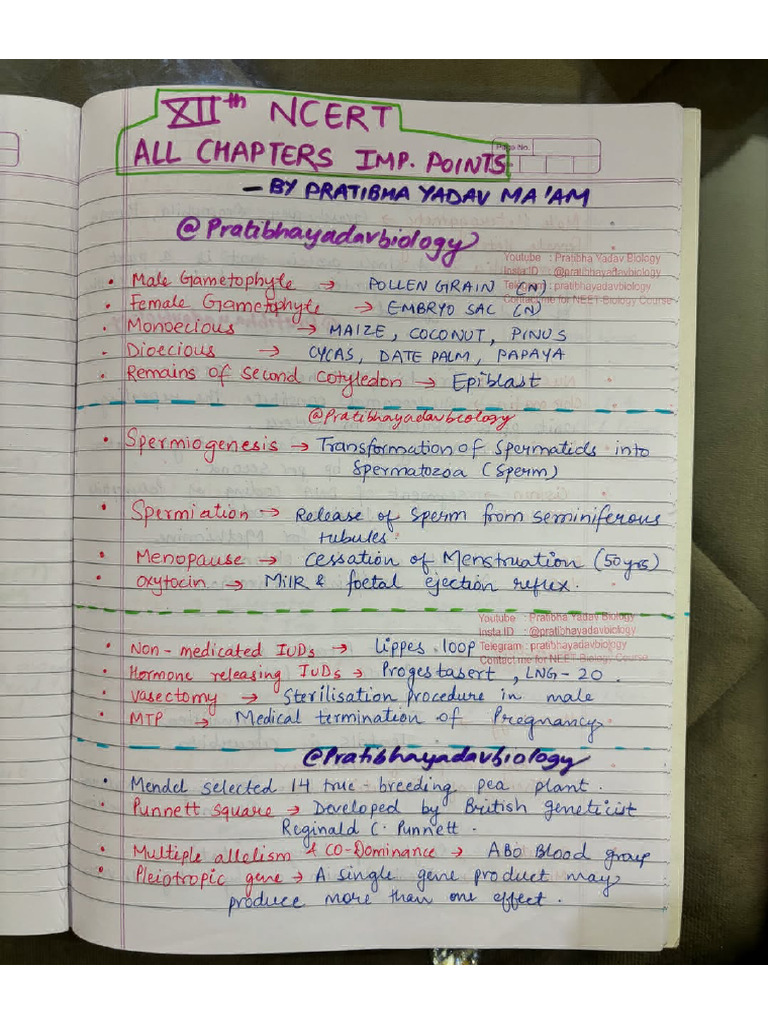 Bio Imp Pointers! | PDF
