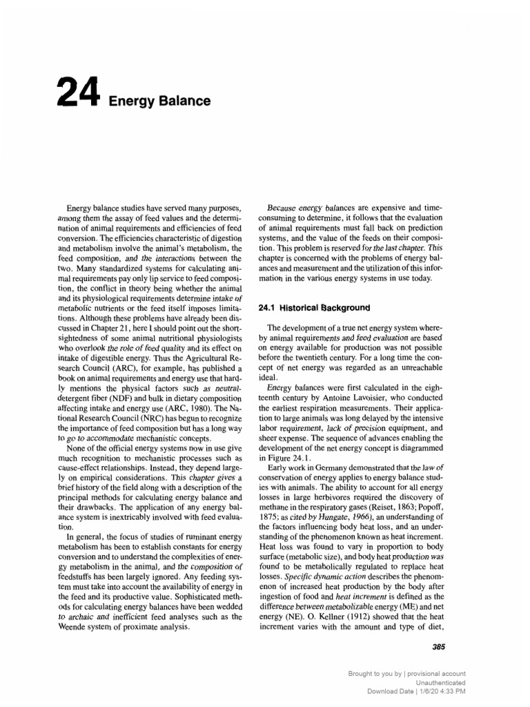 24 Energy Balance | PDF | Heat | Energy Homeostasis