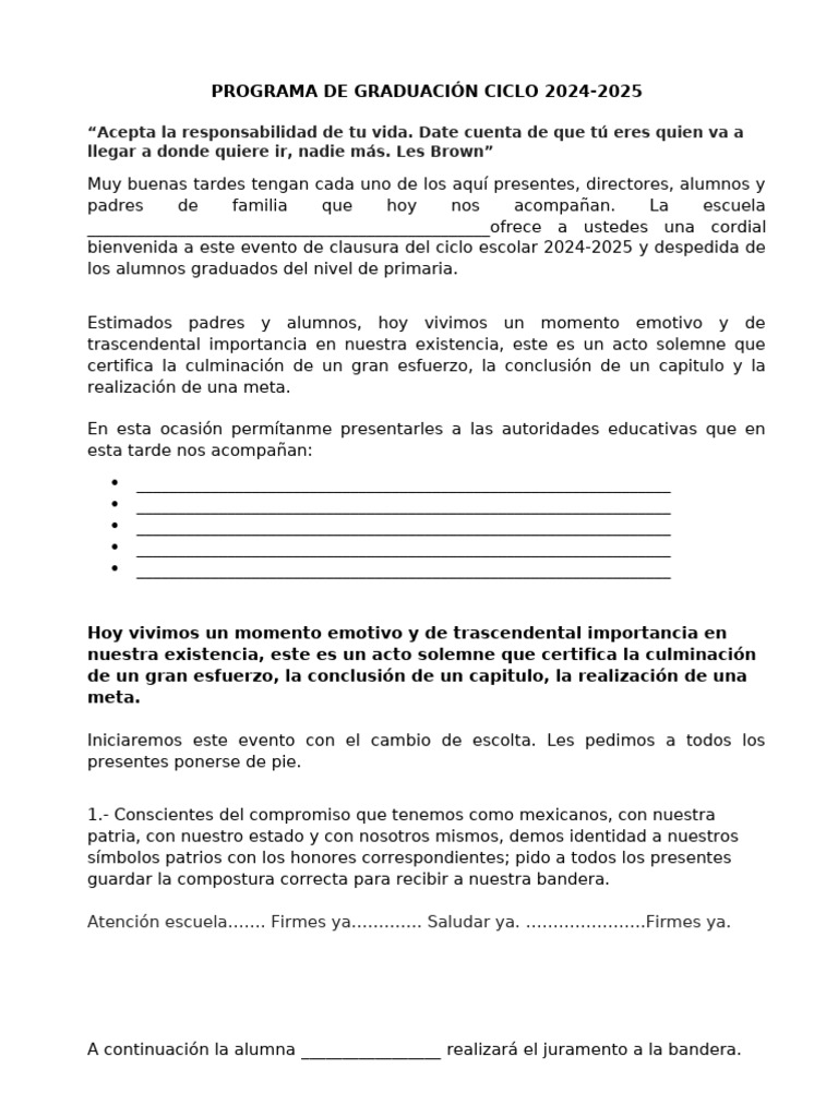 Programa Fin de Ciclo Escolar | PDF
