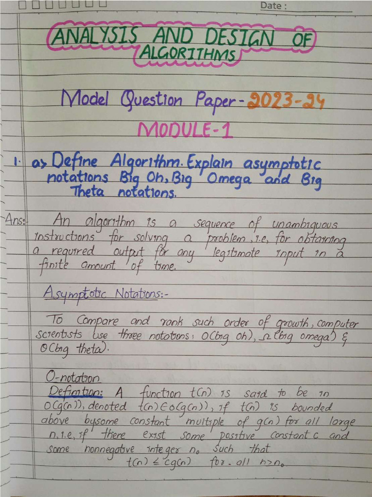 ADA Model Paper Solved | PDF