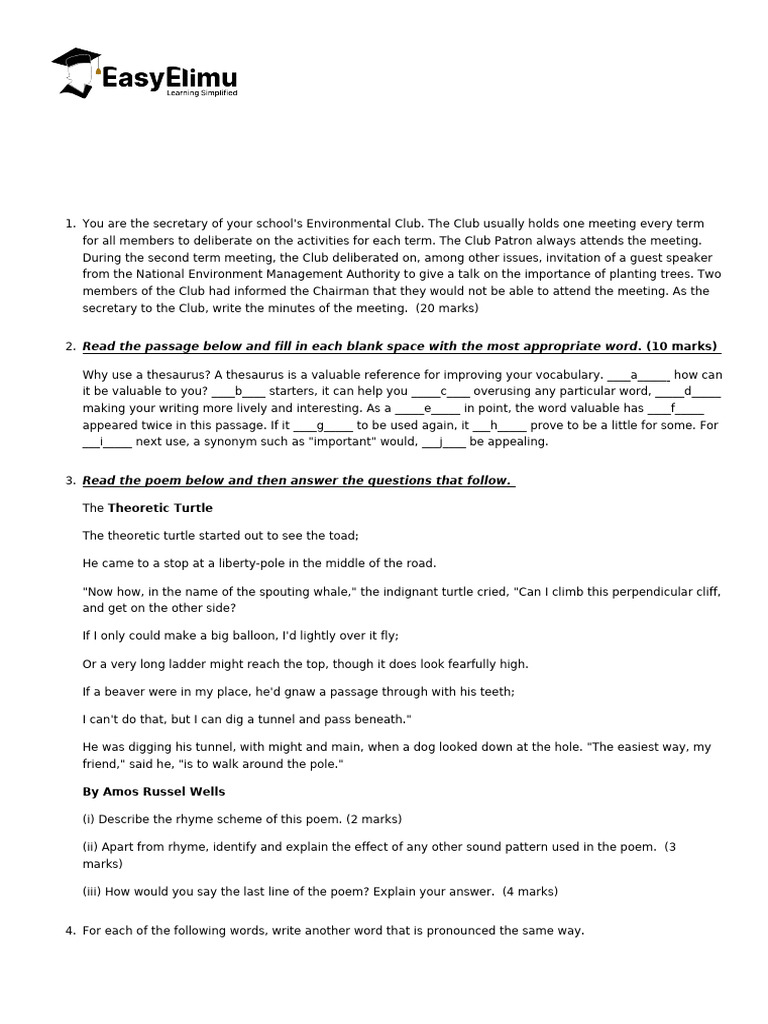 English Paper 1 - KCSE 2024 Past Papers Questions and Answers-3332 ...