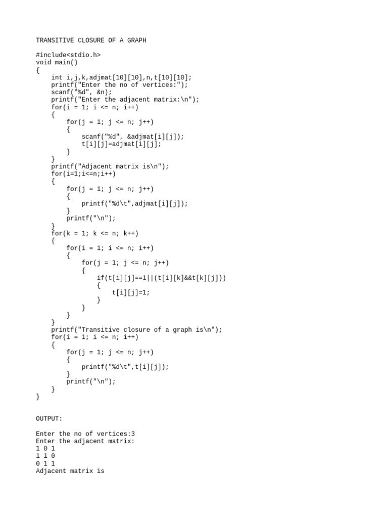 Transitive Closure of A Graph | PDF
