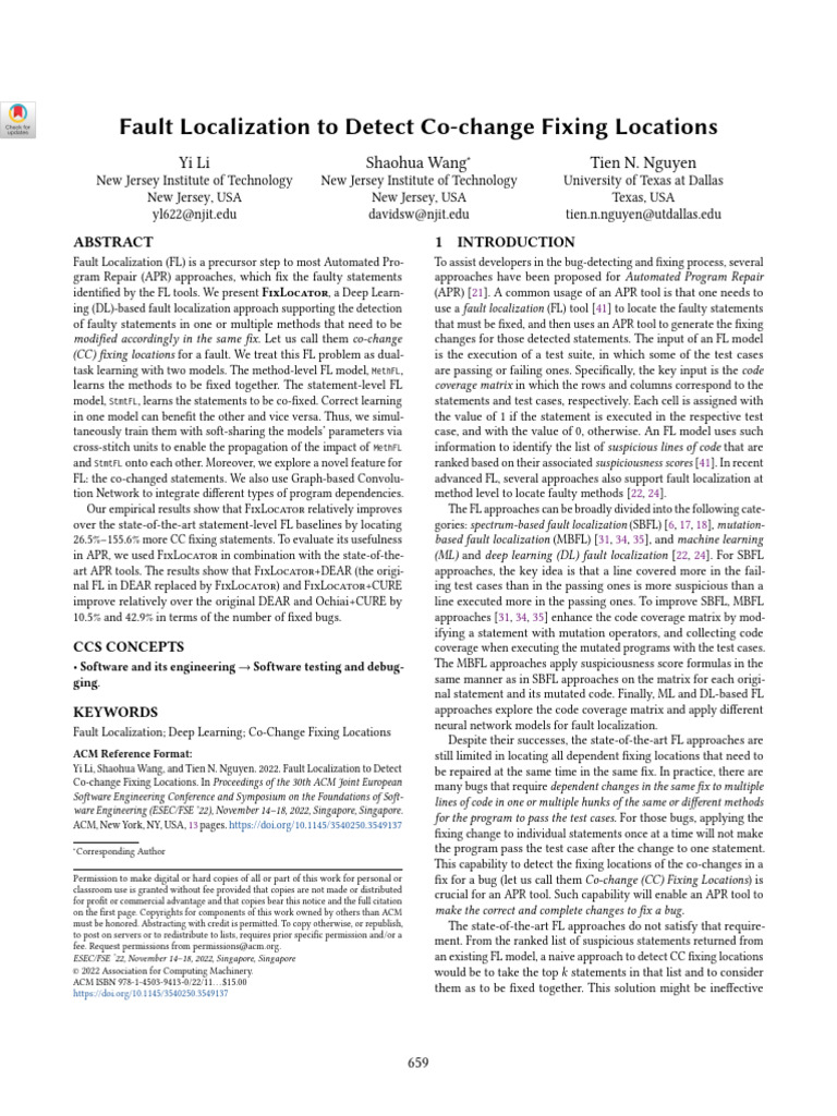 Fault Localization to Detect Co-change Fixing Locations | PDF | Computer Programming | Software ...