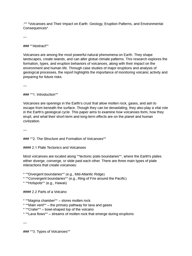 Volcanoes and Their Impact On Earth - Geology, Eruption Patterns, and ...