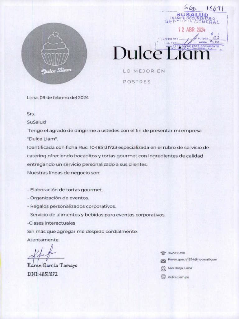 Catering Dulce Liam | PDF | Industrias de servicio