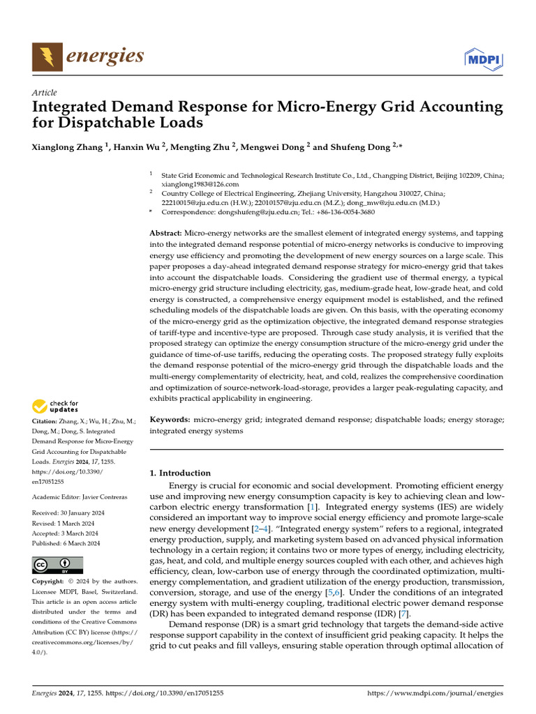 Integrated Demand Response for Micro-Energy Grid A | PDF | Electrical ...