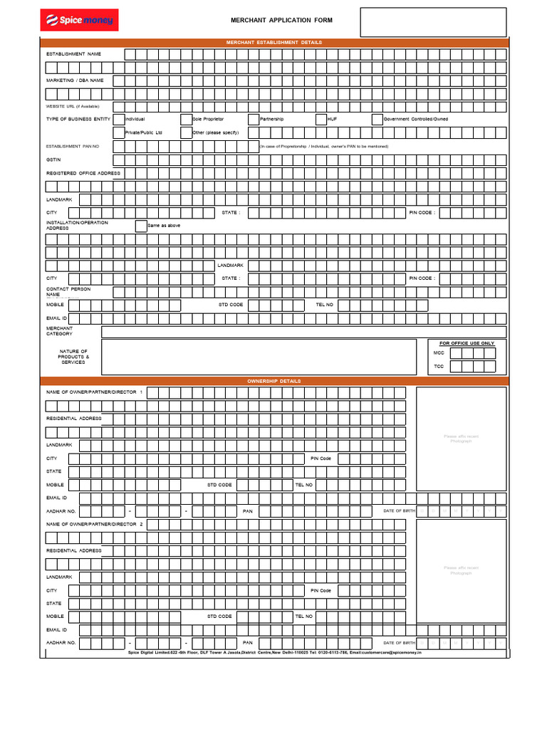 Merchant Application Form Template | PDF | Payments | Point Of Sale