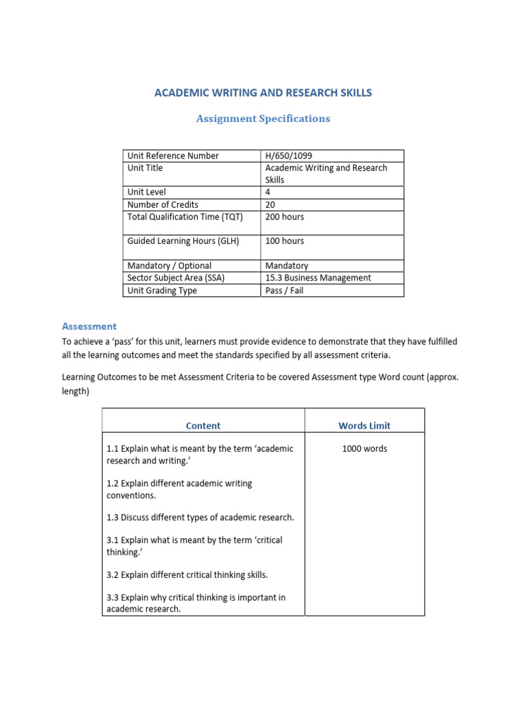 Academic Writing & Research Skills Guide | PDF | Critical Thinking ...