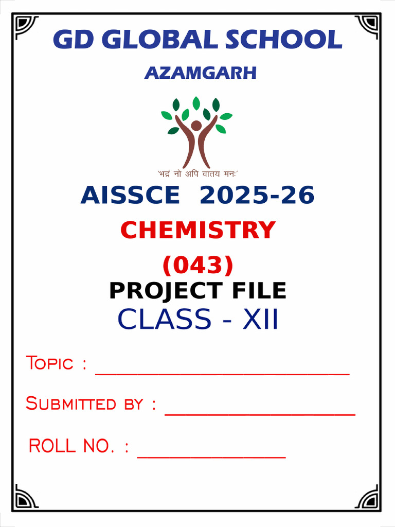 File Cover Class 12 Chemistry Project | PDF