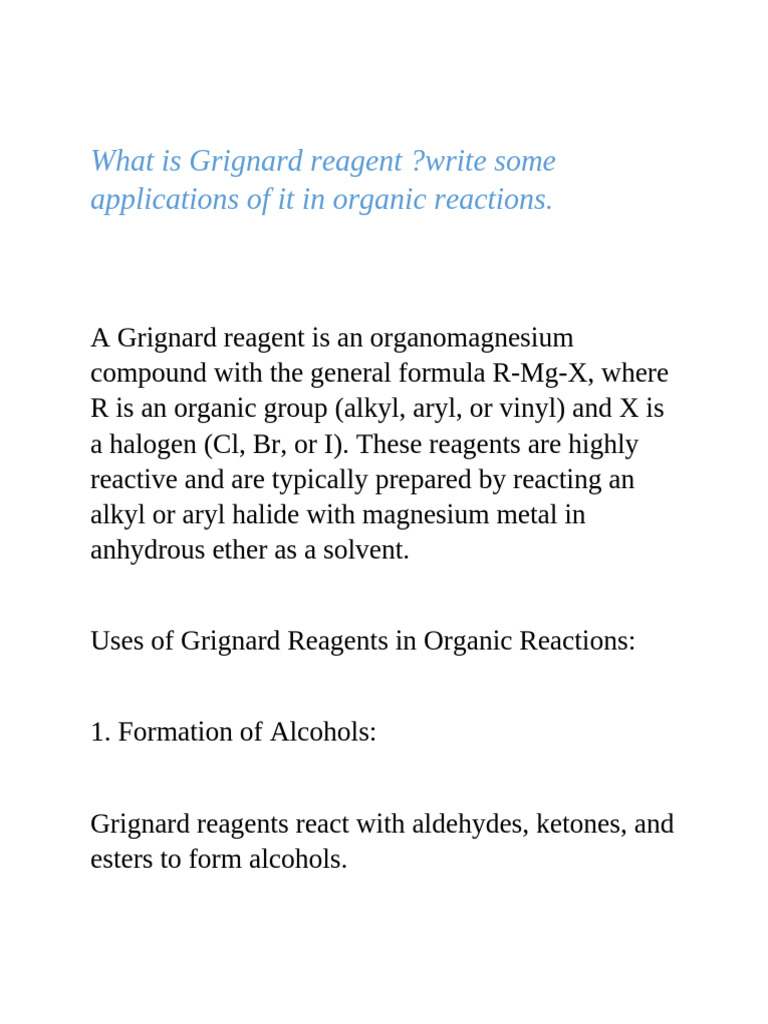 What Is Grignard Reagent | PDF
