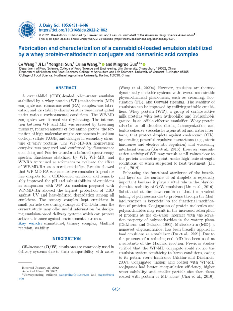 CBD Emulsion Stability with WP-MD-RA | PDF | High Performance Liquid ...