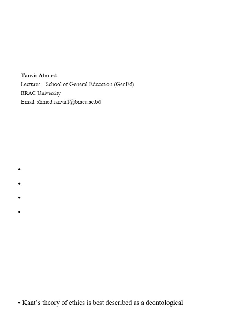 Deontological Ethics of Kant | PDF | Immanuel Kant | Morality