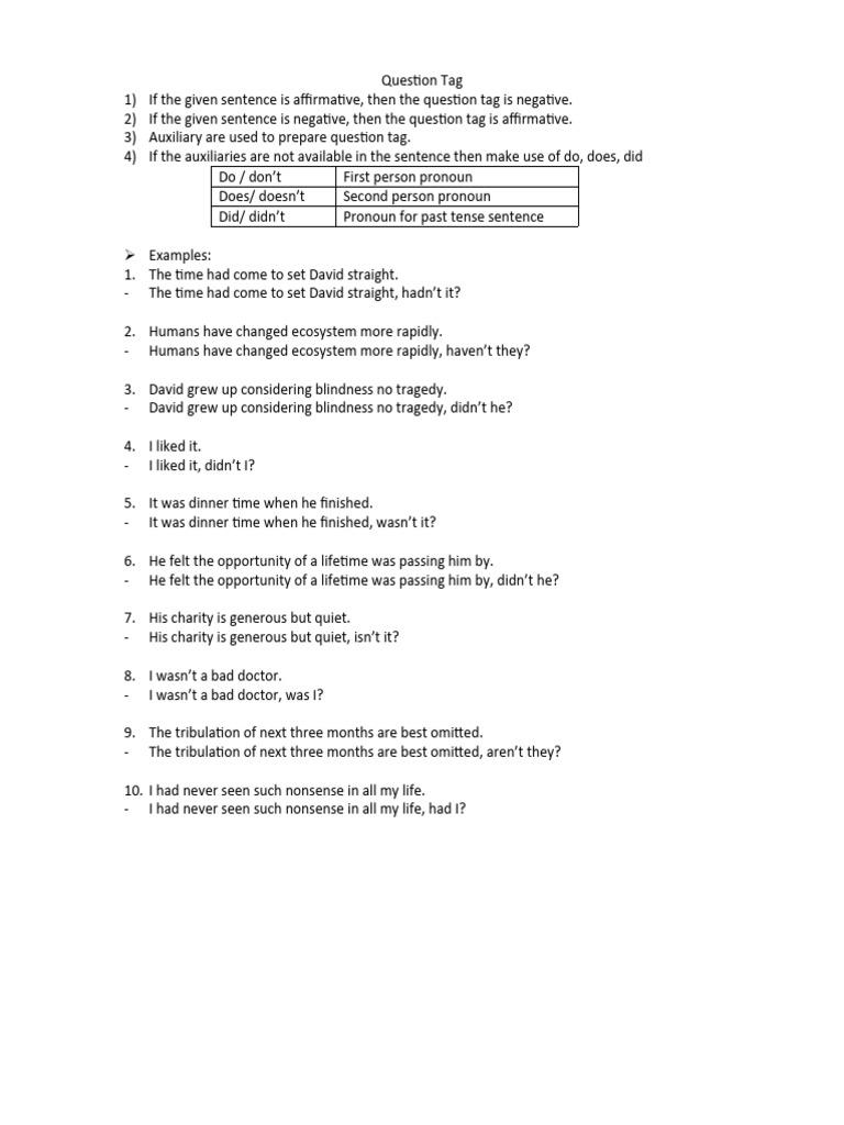 Understanding Question Tags | PDF