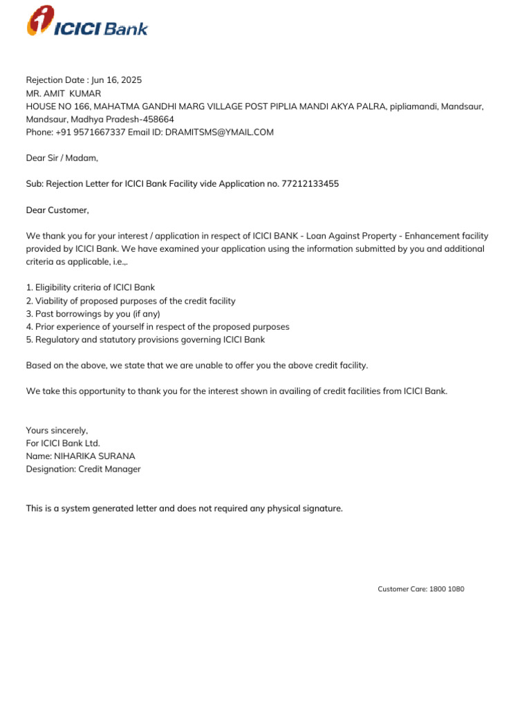 Rejection Letter | PDF