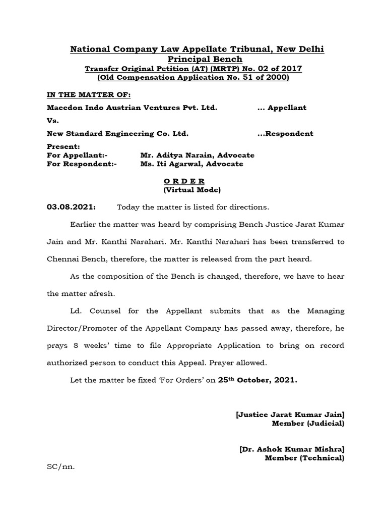 National Company Law Appellate Tribunal, New Delhi Principal Bench | PDF