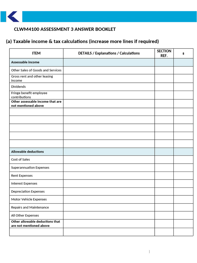 Clwm4100 Assessment 3 Answer Booklet | PDF