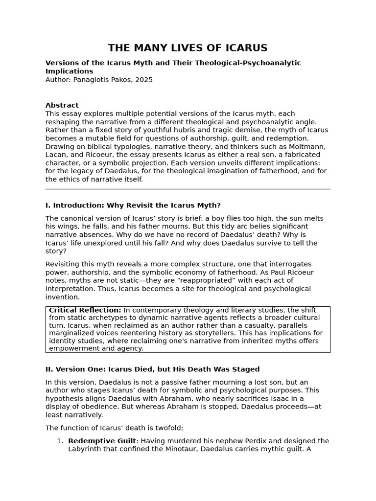 The Many Lives of Icarus | PDF | Narrative