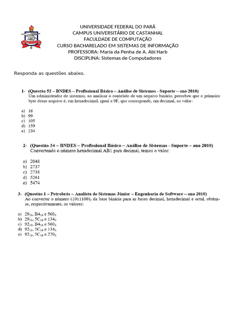 Exerci C Ioss Numer A Cao | PDF