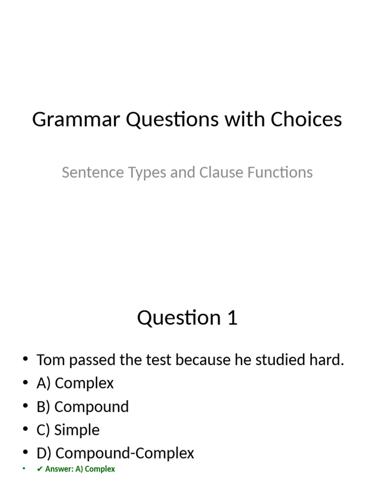 Grammar QA With Choices | PDF | Adjective | Adverb