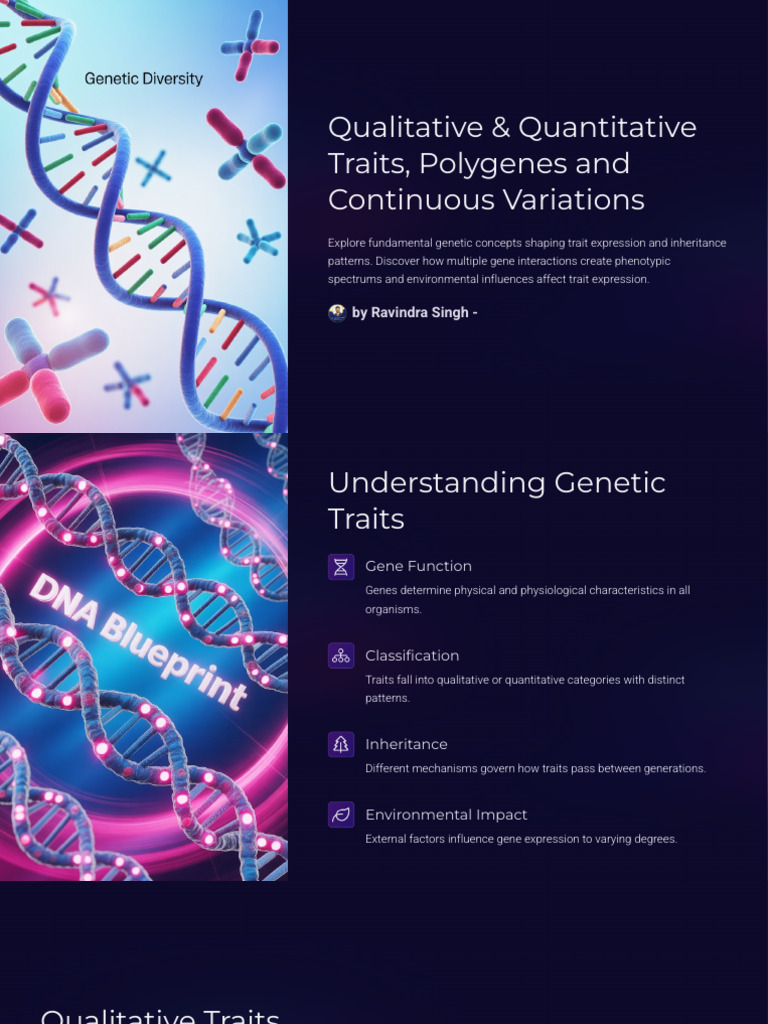 Qualitative and Quantitative Traits Polygenes and Continuous Variations ...