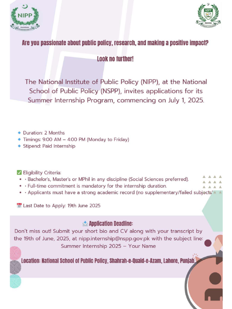 NSPP Interns Advertisement | PDF