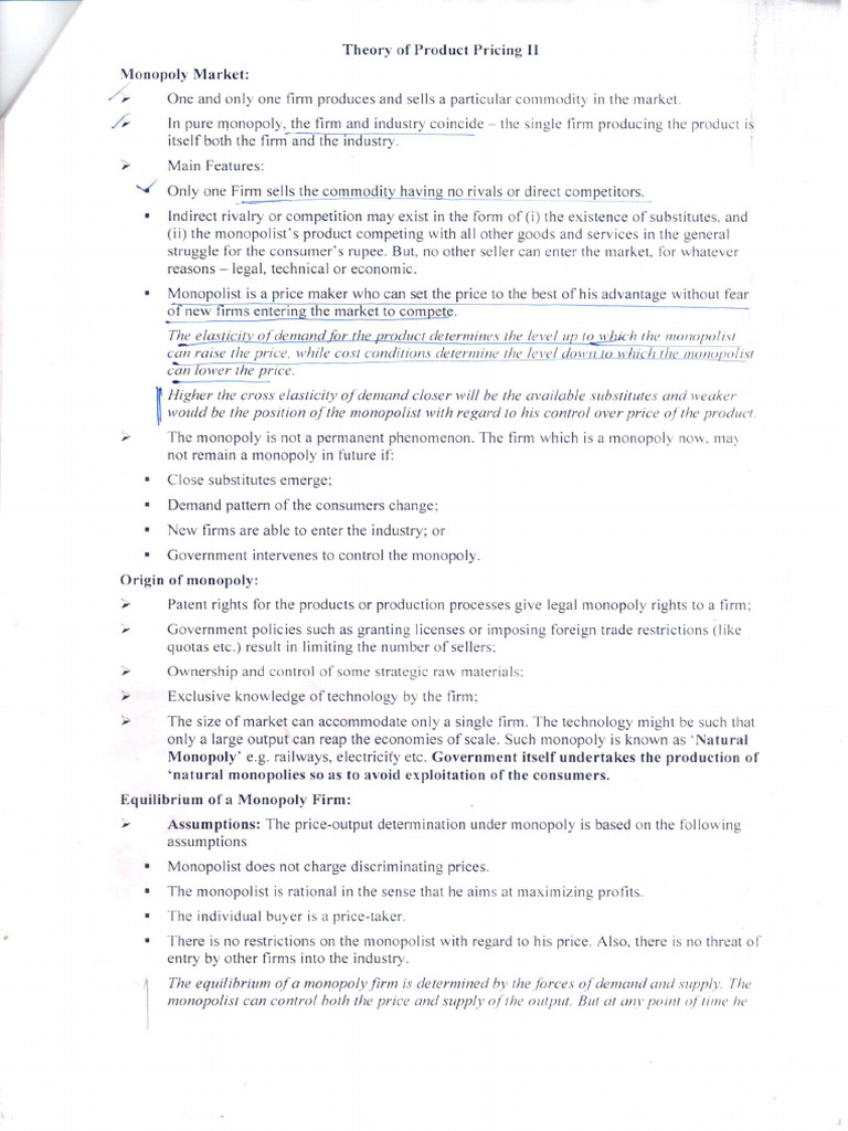 Theory of Pricing II (Monopoly Market) | PDF