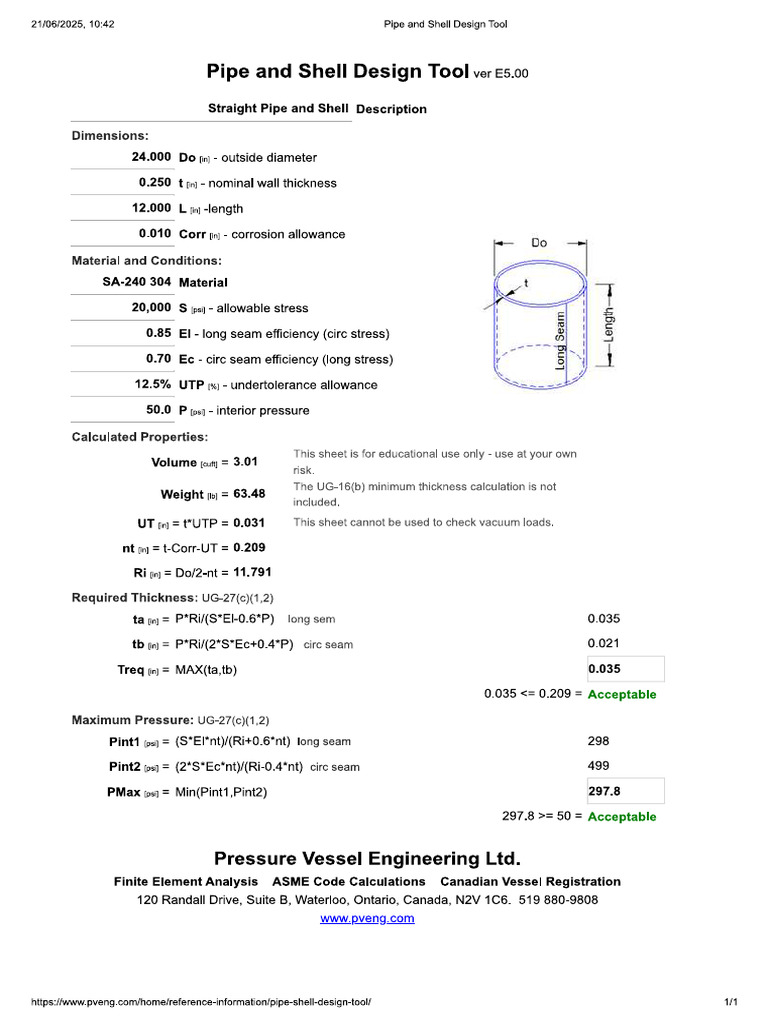 Design Calc - Pipe & Shell APV | PDF