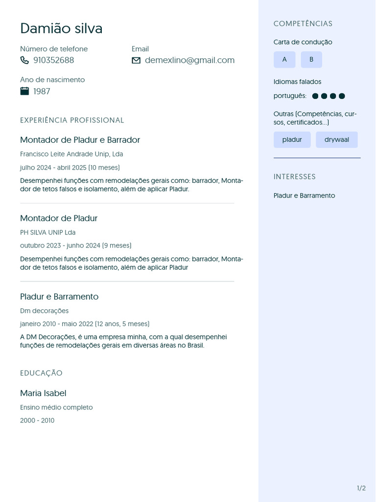 Damião Silva CV | PDF