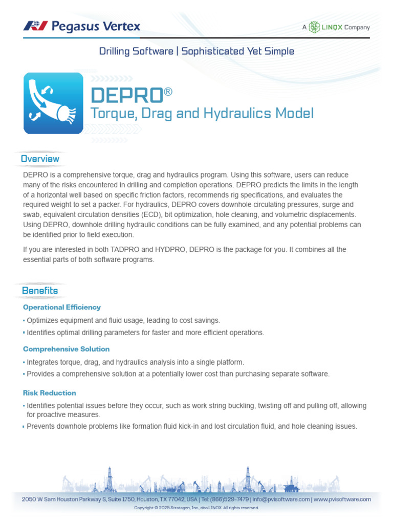 DEPRO - Torque Drag and Hydraulics Model | PDF | Oil Well | Drag (Physics)