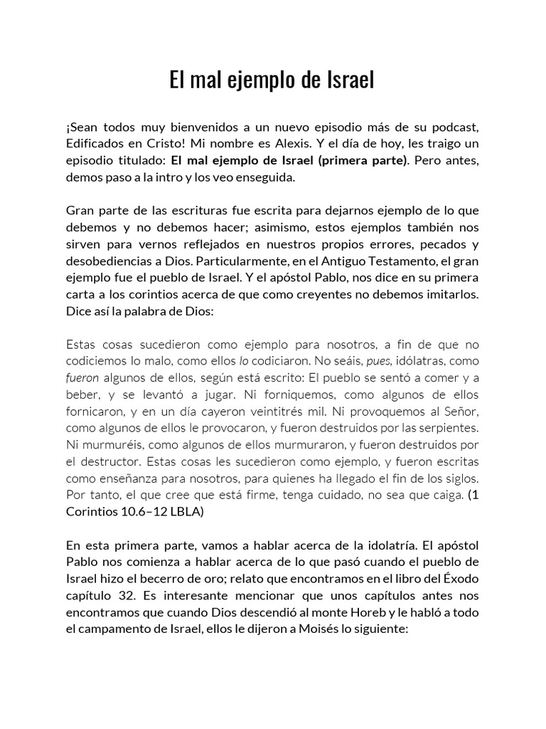 Episodio #59 El Mal Ejemplo de Israel (Primera Parte) | PDF | Pecado ...
