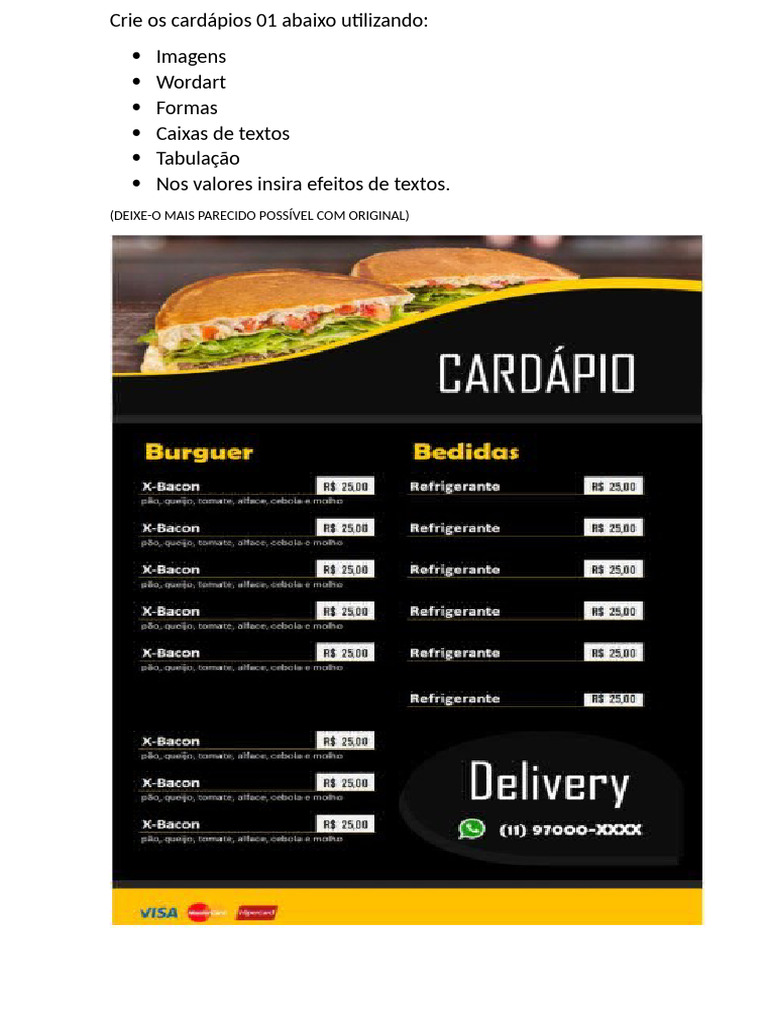 Criando Cardápios e Panfletos | PDF