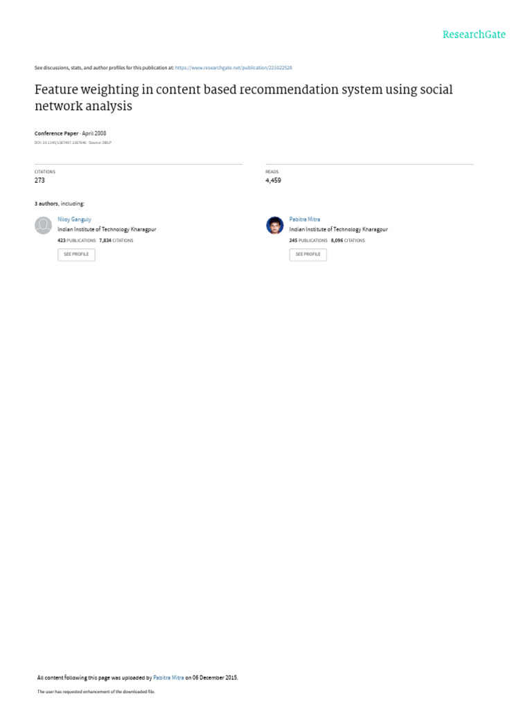 Feature Weighting in Content Based Recommendation | PDF | Applied Mathematics | Computing