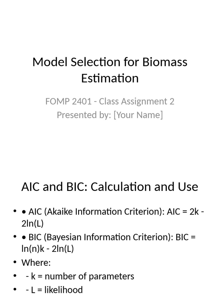Biomass Model Selection Presentation | PDF