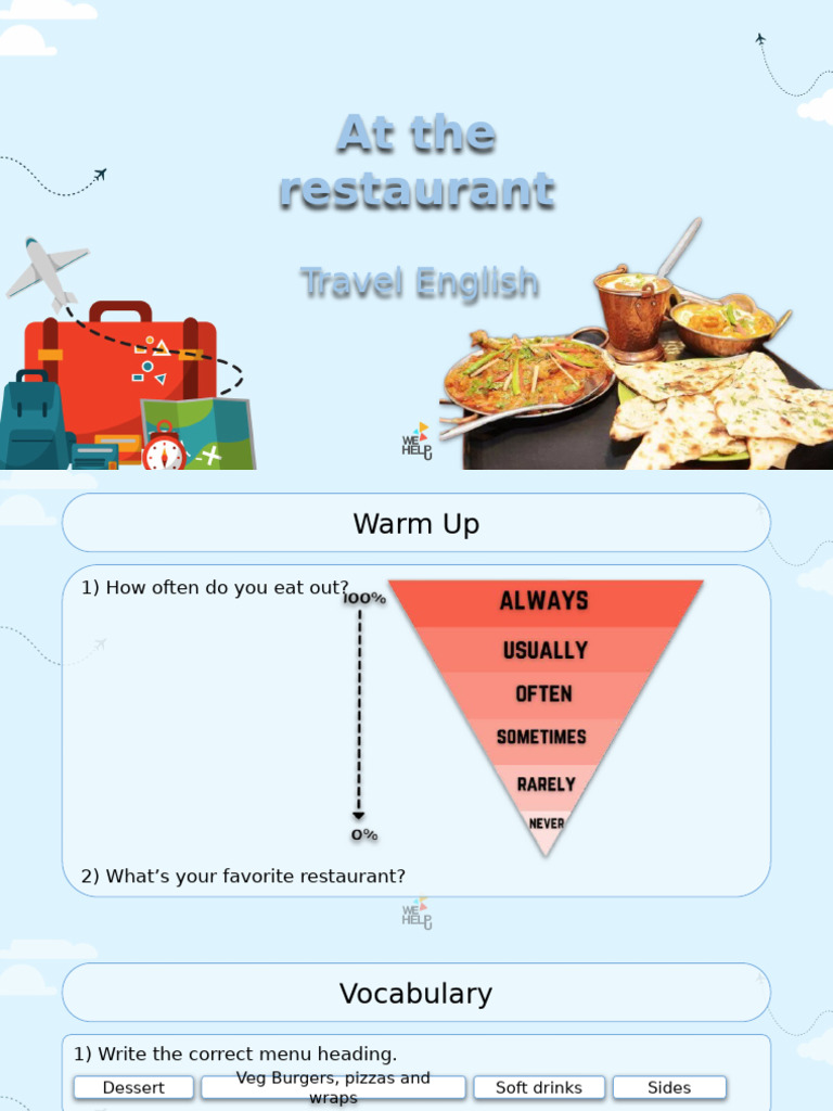 3cópia de Travel English - at The Restaurant | PDF | Waiting Staff | Steak
