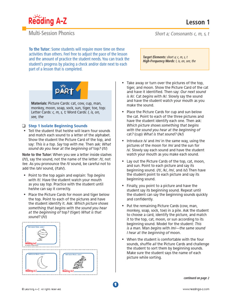 RT MS Phonics Lesson 01-1 | PDF | Phonics
