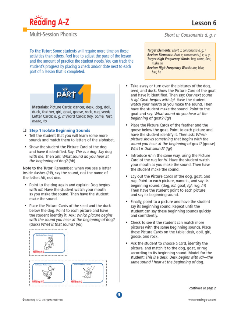 RT MS Phonics Lesson 06-1 | PDF | Phonics | Linguistics