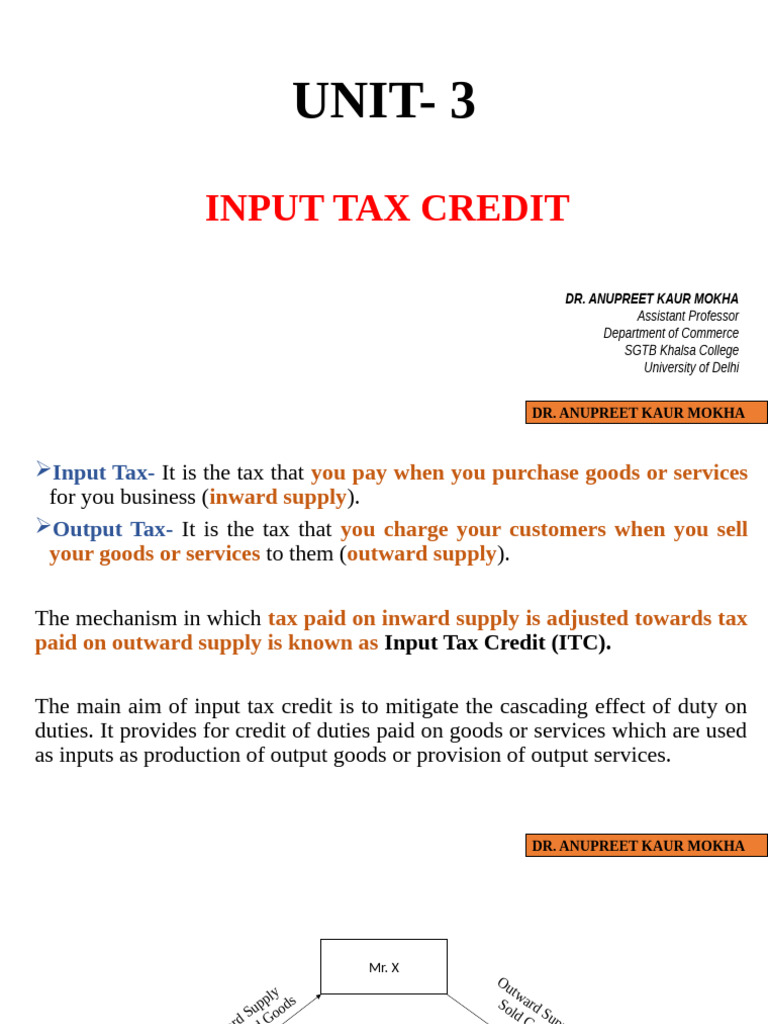 Understanding Input Tax Credit (ITC) | PDF | Taxes | Invoice