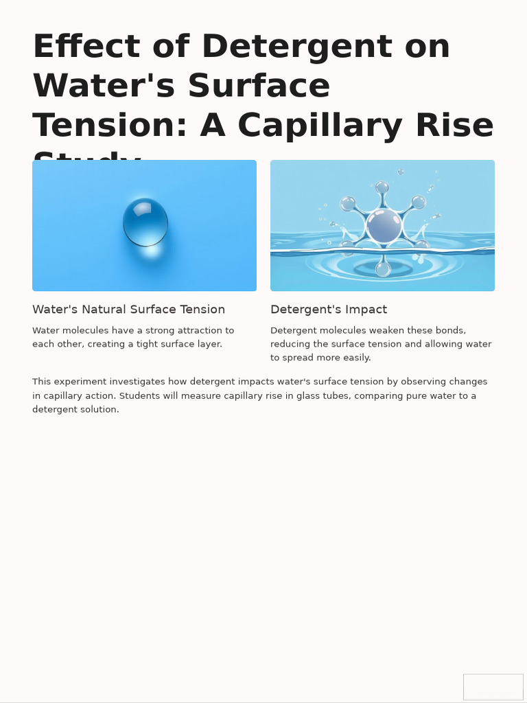 Detergent's Effect on Water Tension | PDF | Surface Tension | Liquids