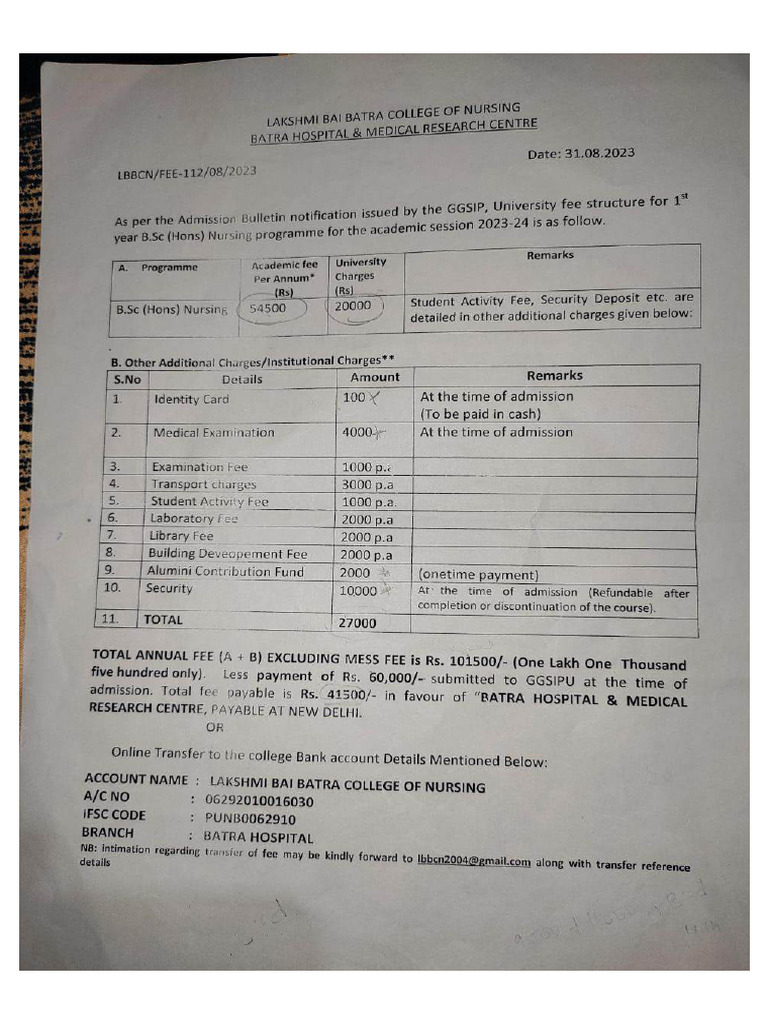 Fee Structure Compressed | PDF