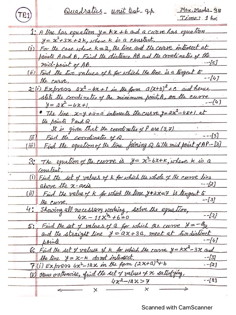 TP1 - Quadratics - Unit Test - QP | PDF