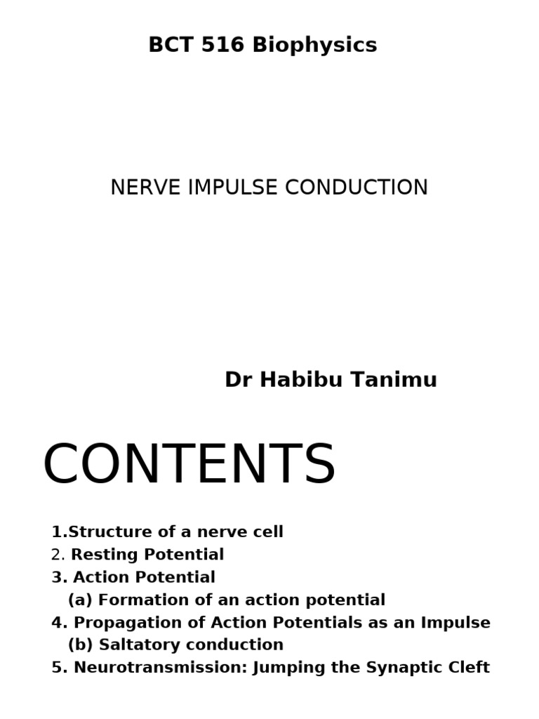 BCH 412 Nerve Transmission | PDF | Action Potential | Neurotransmitter
