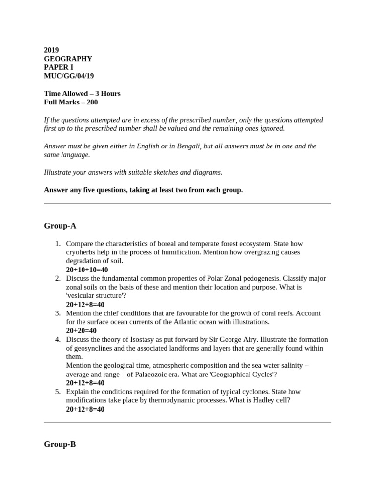 2019 Wbcs Optional Geography | PDF | Geography | Oceans