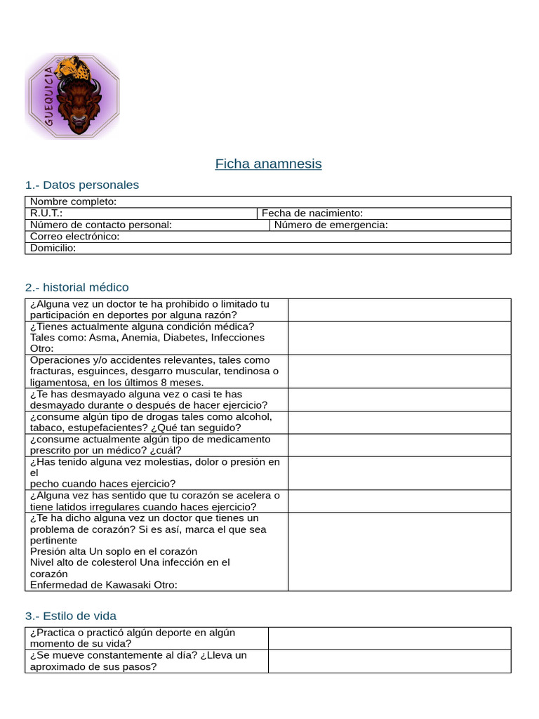 Ficha Anamnesis Formato General | PDF