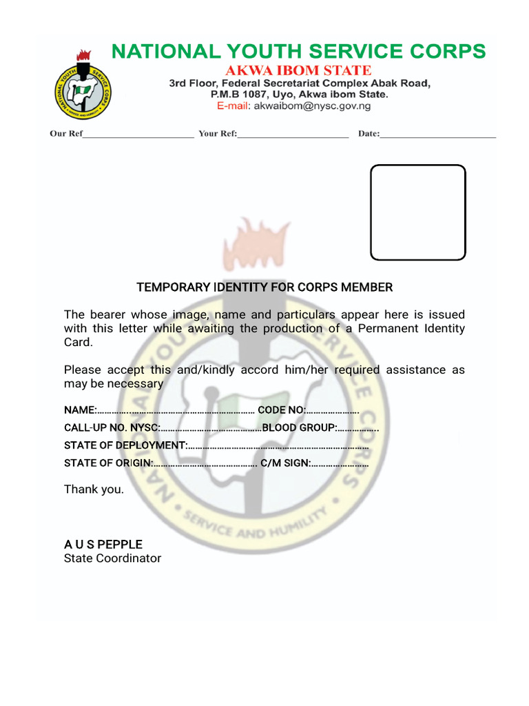 Nysc Id Card PDF | PDF