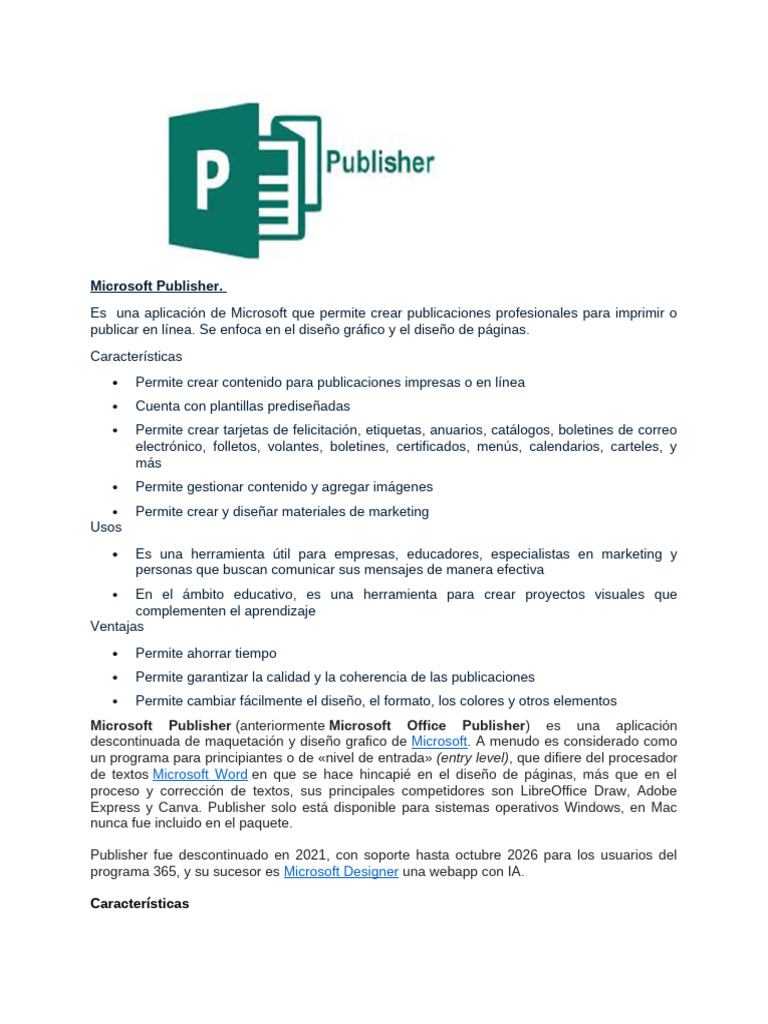 Microsoft Publisher | PDF | Microsoft Windows | Software de la aplicacion